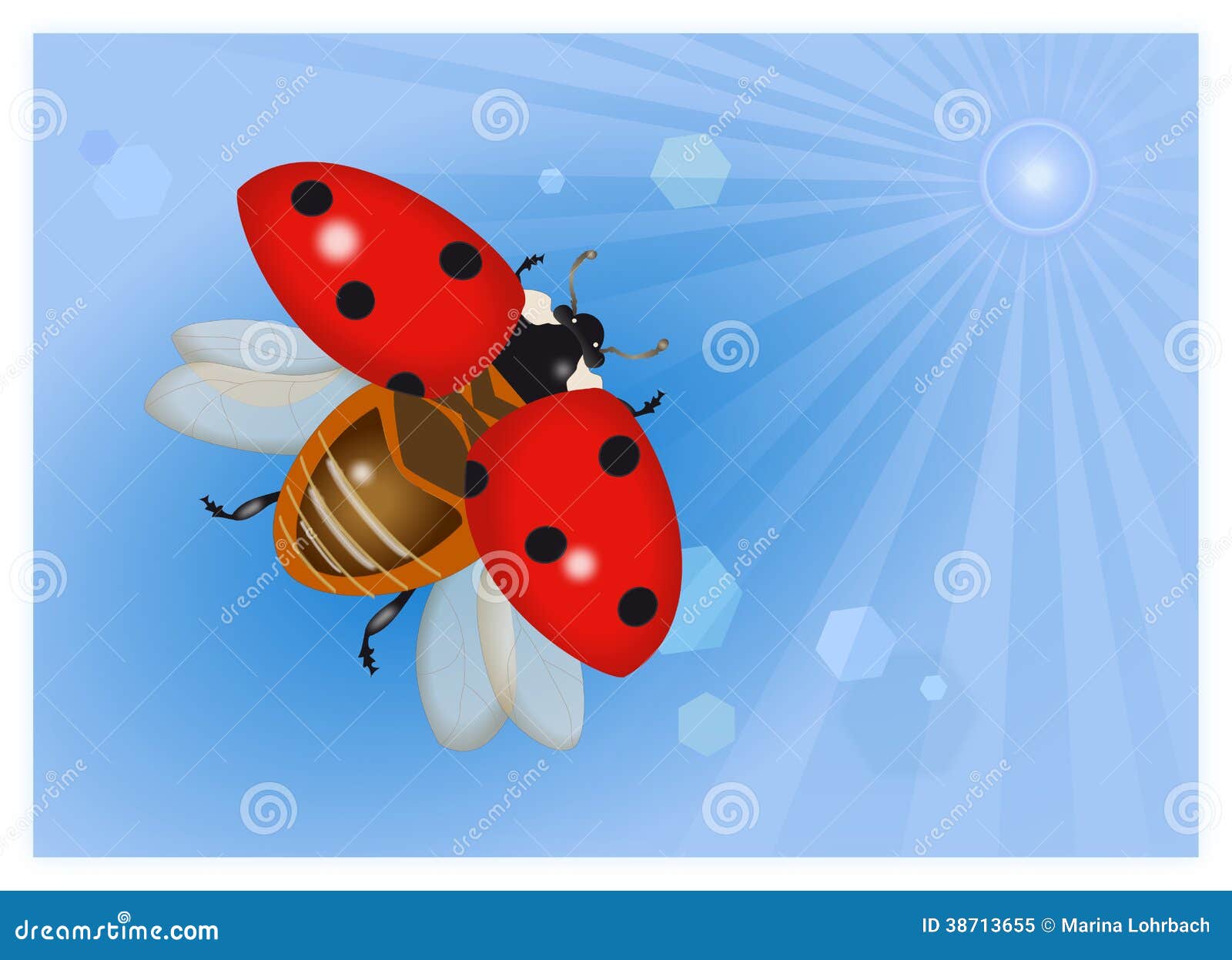 Flying ladybug at the sky stock illustration. Illustration of journey ...
