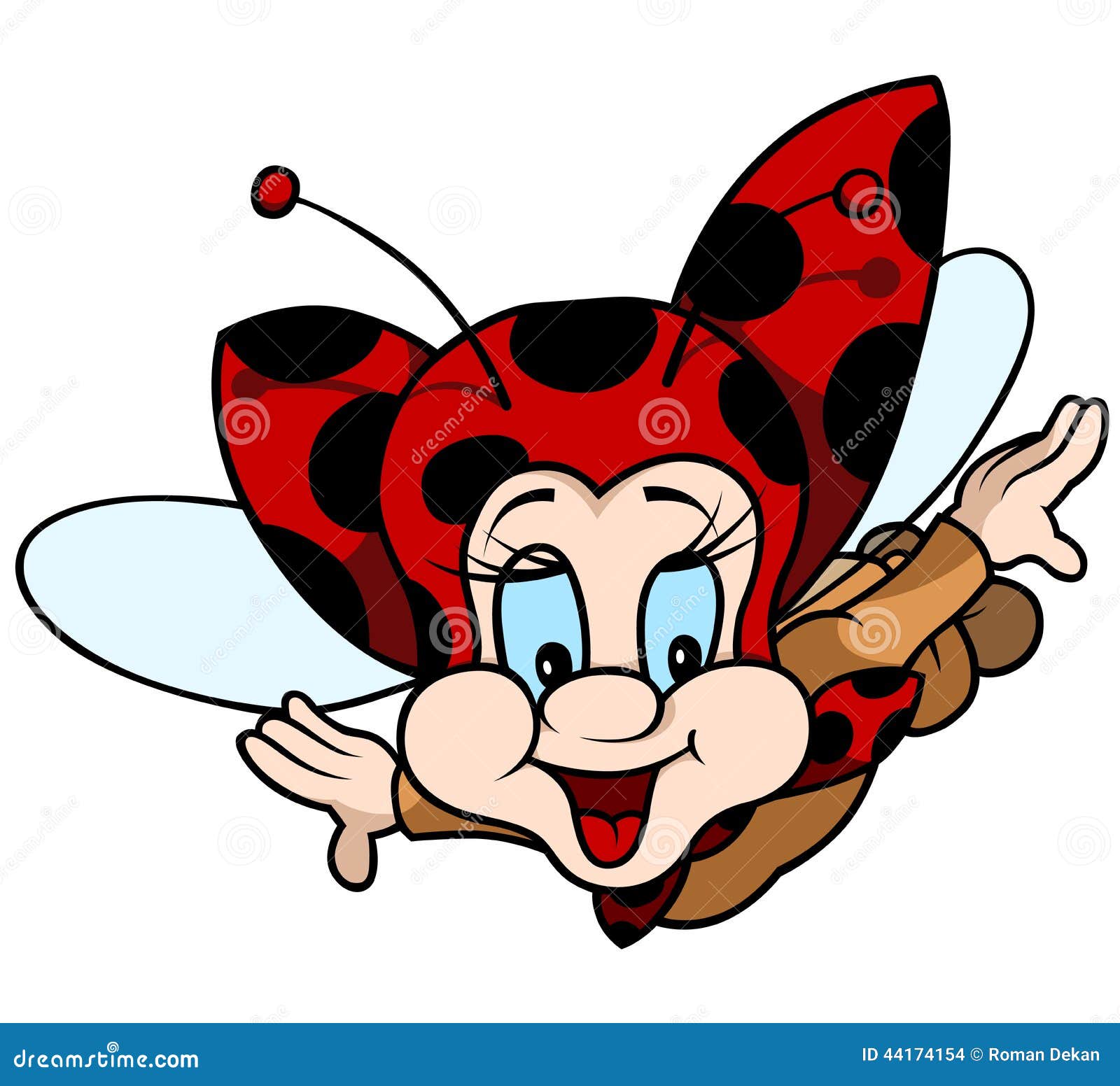 Flying Ladybug stock vector. Illustration of dotted, character - 44174154