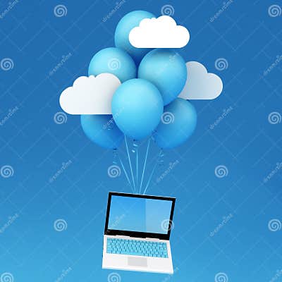 Flying laptop stock image. Image of communication, global - 23906995