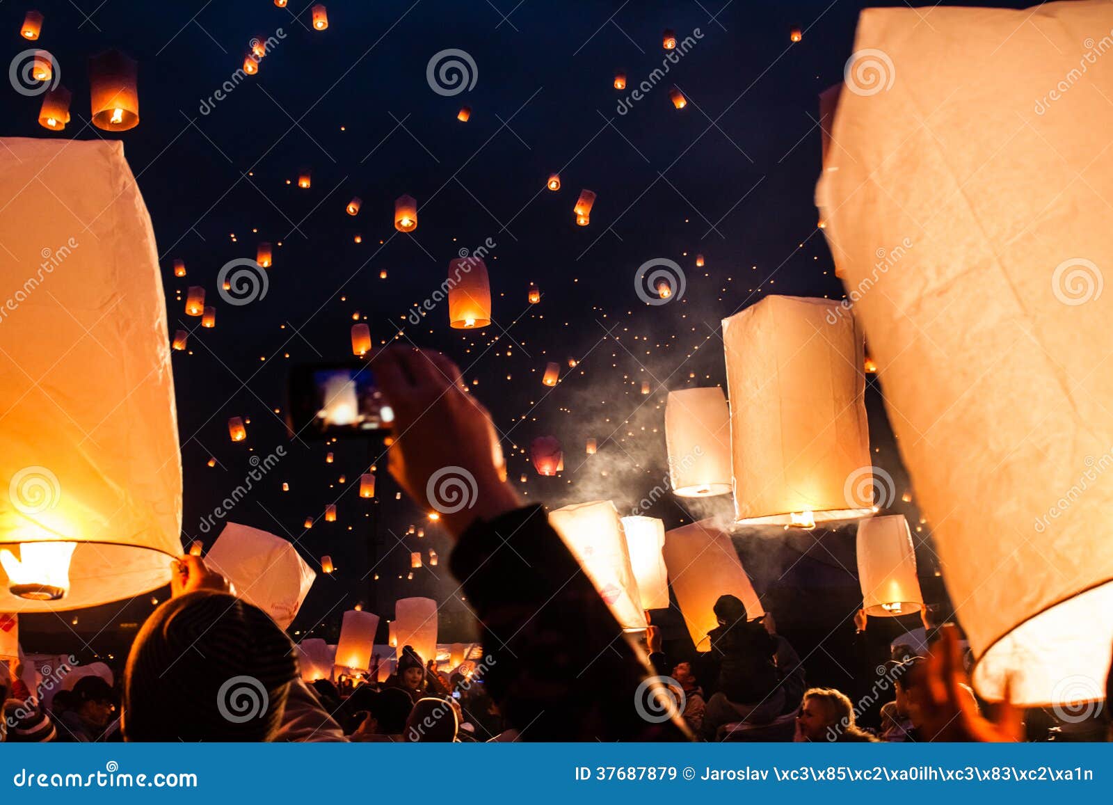 Flying lights editorial stock image. Image of firecracker - 37687879