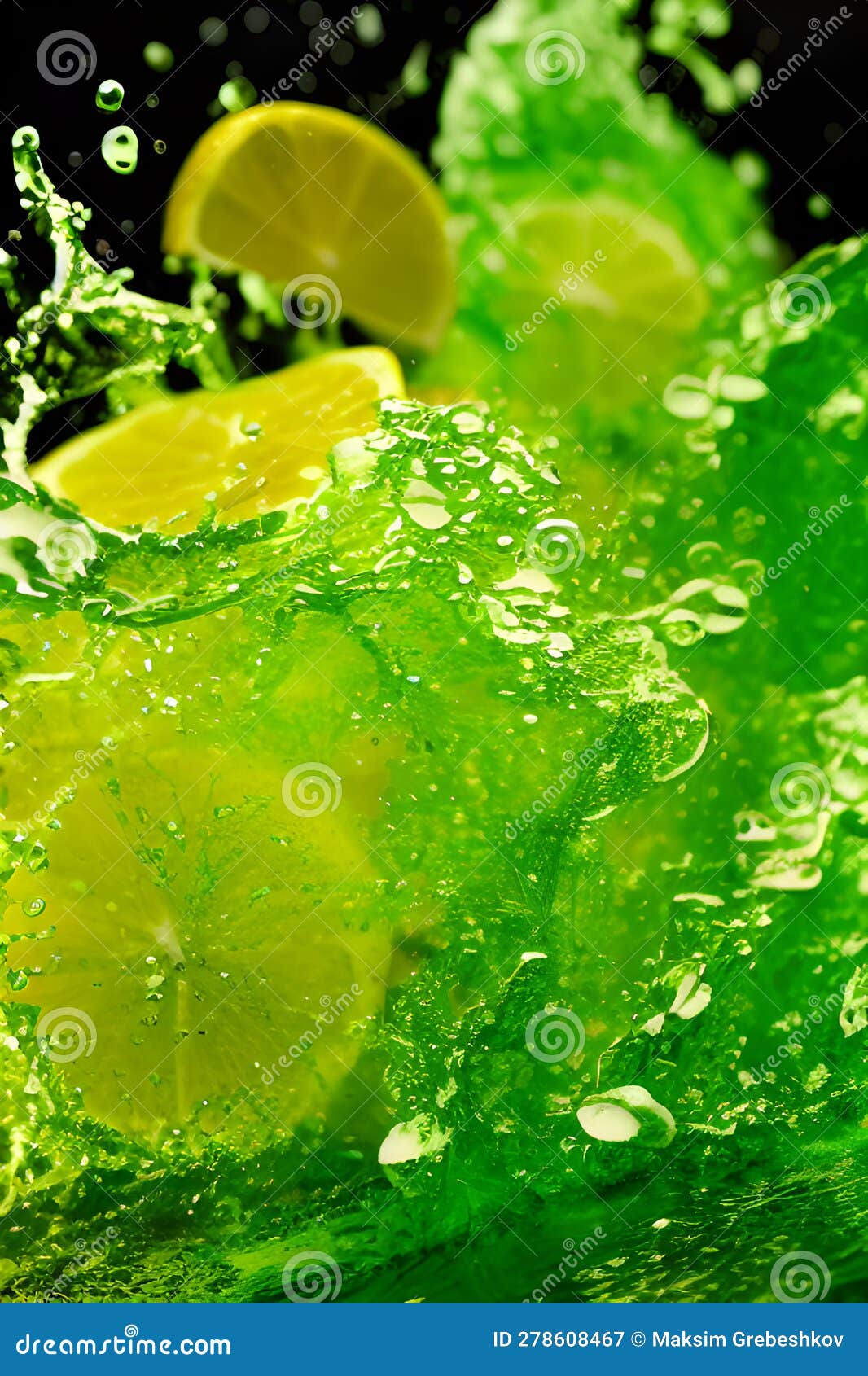 Flying A Lime Slices With Water Splashing Generative Ai Stock Illustration Illustration Of