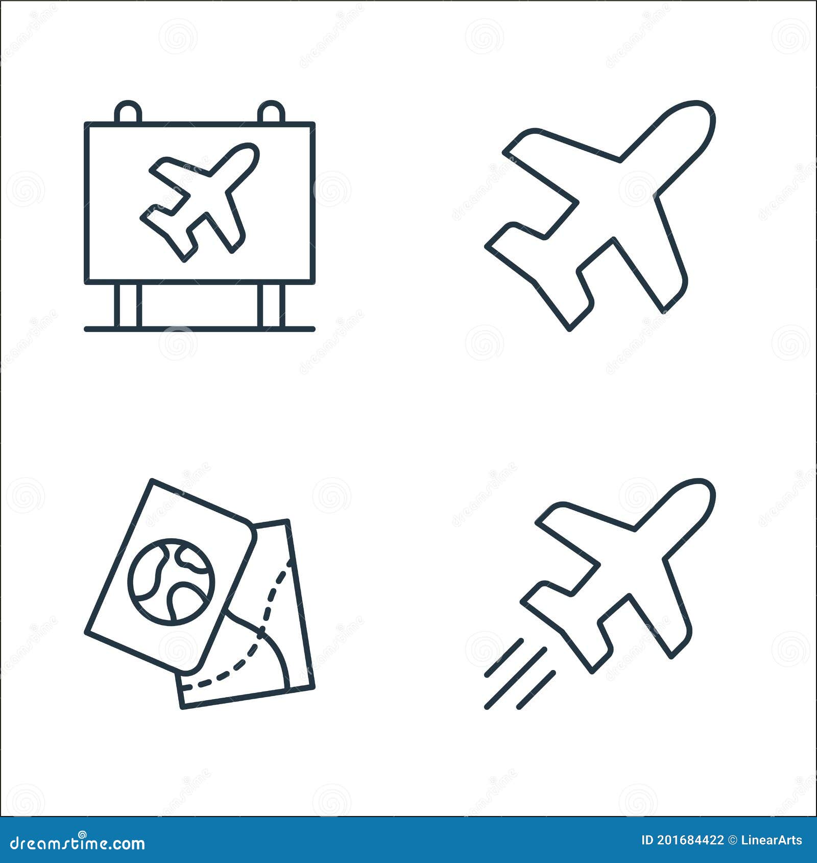 Flying Line Icons. Linear Set Stock Vector - Illustration of pointer ...