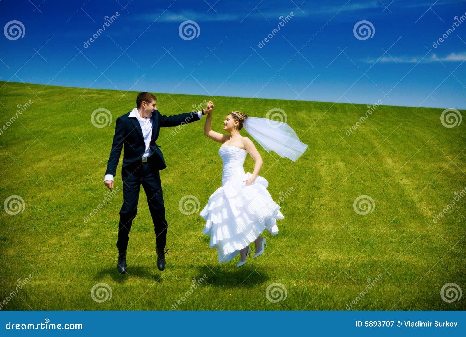 Flying of love stock image. Image of jumping, blue, bride - 5893707