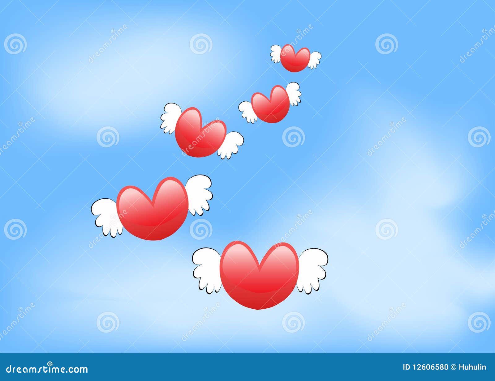 Flying love s heart stock vector. Illustration of love - 12606580