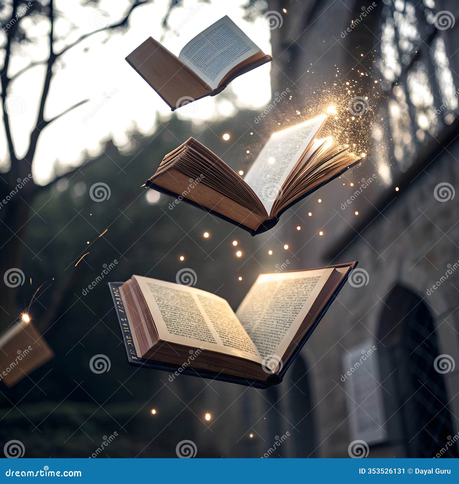 Flying Magic Books Illustration Stock Illustration - Illustration of ...