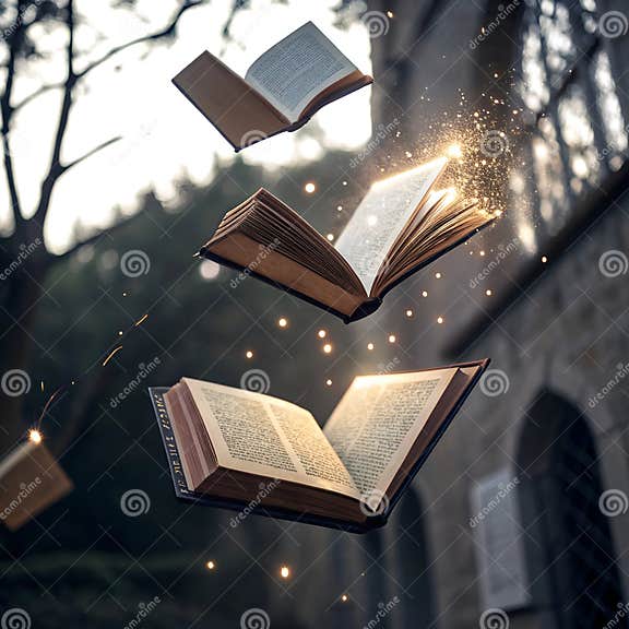 Flying Magic Books Illustration Stock Illustration - Illustration of ...