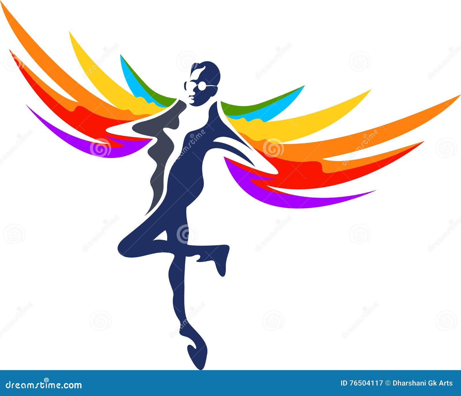 Flying man logo design stock vector. Illustration of cure - 76504117