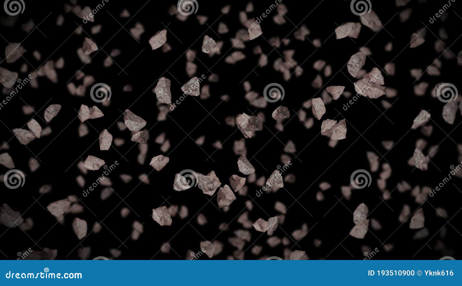 Flying Many Rock Stone on Black Background. Broken Splash Explosion ...