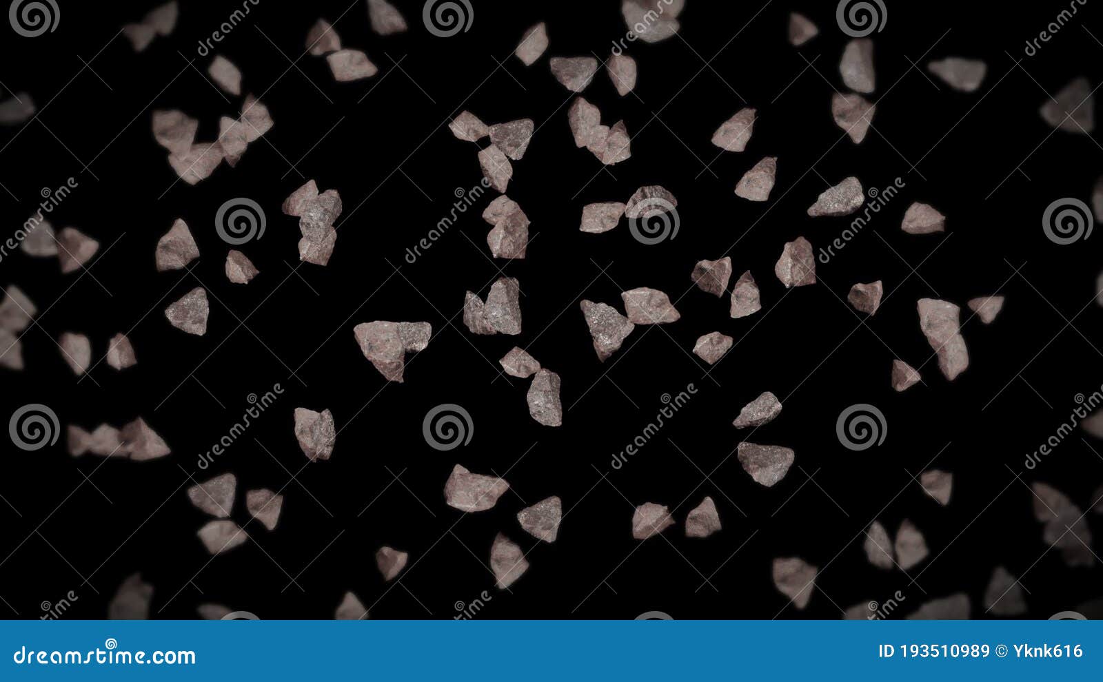 Flying Many Rock Stone on Black Background. Broken Splash Explosion ...