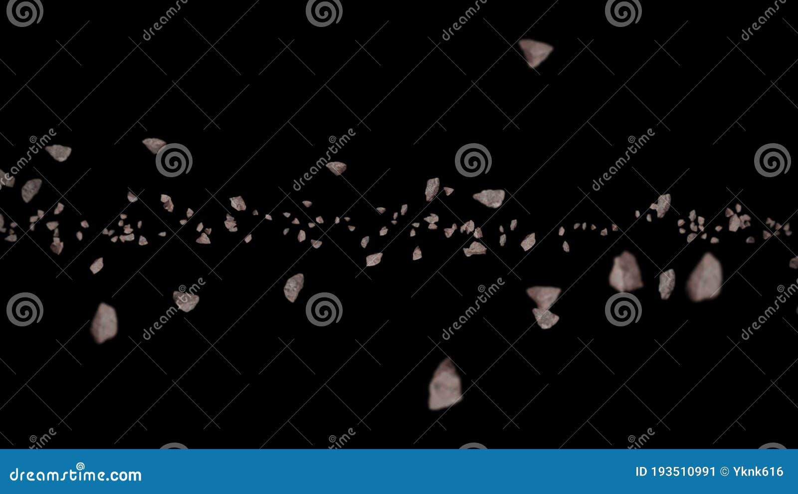 Flying Many Rock Stone on Black Background. Broken Splash Explosion ...