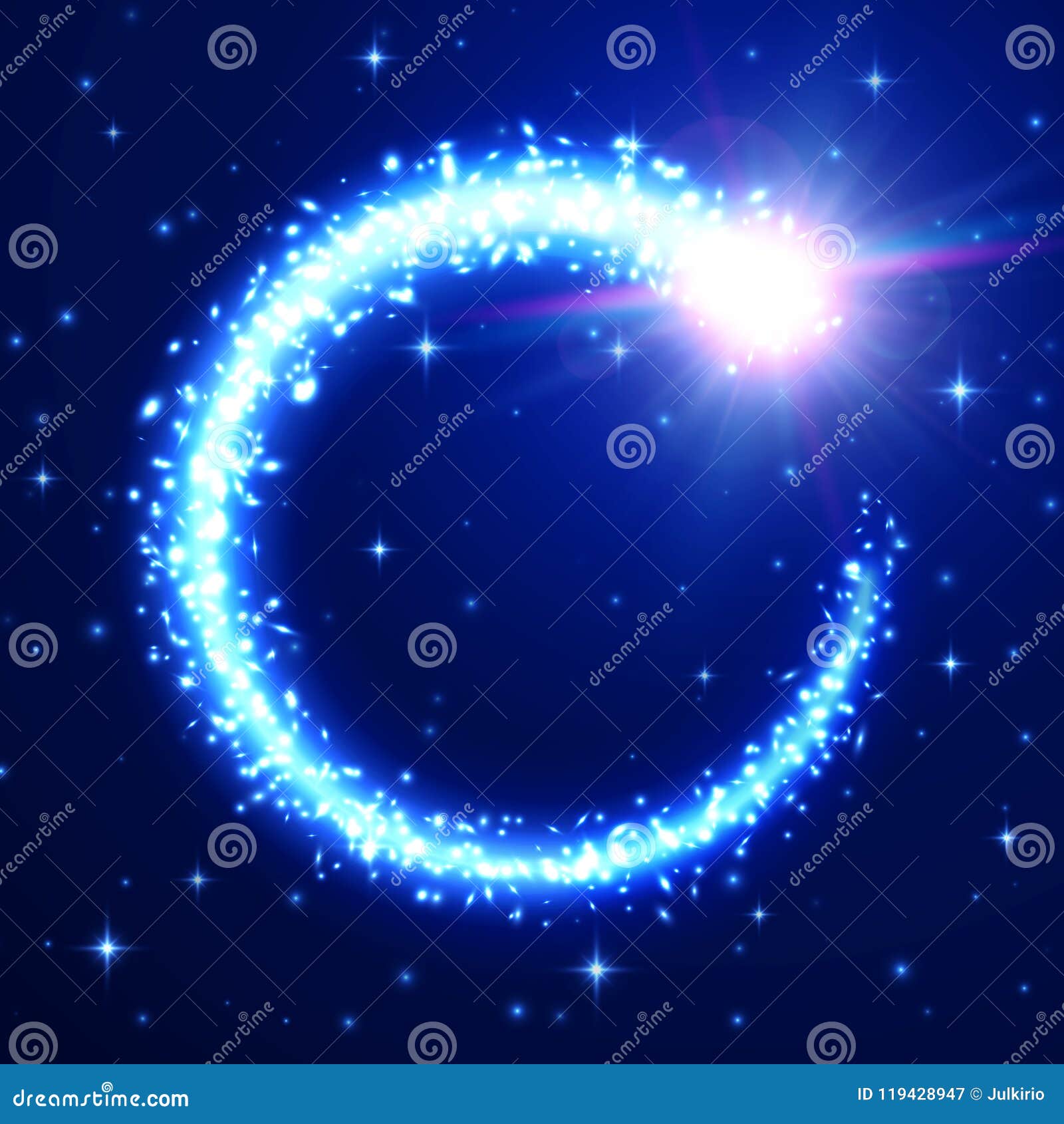 Flying Meteor on Blue Starry Night Sky Backdrop. Stock Vector ...