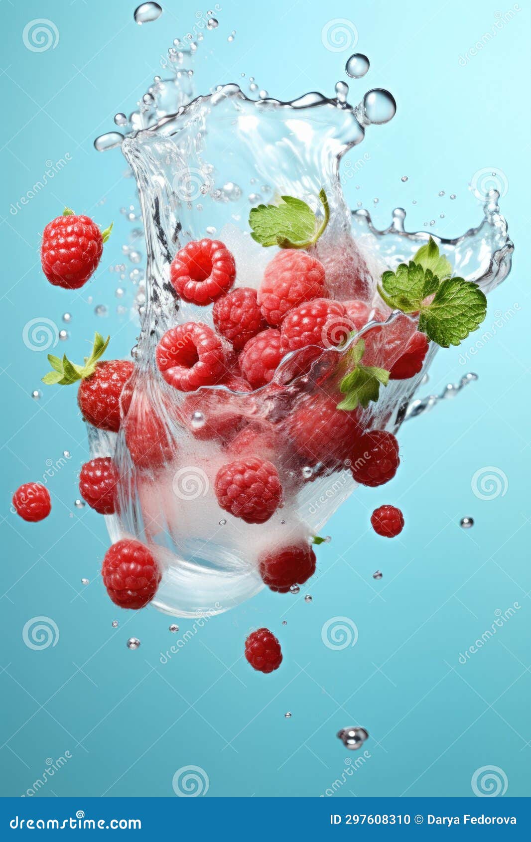 Flying Mix Berries with Splash on Blue Background. Stock Photo - Image ...