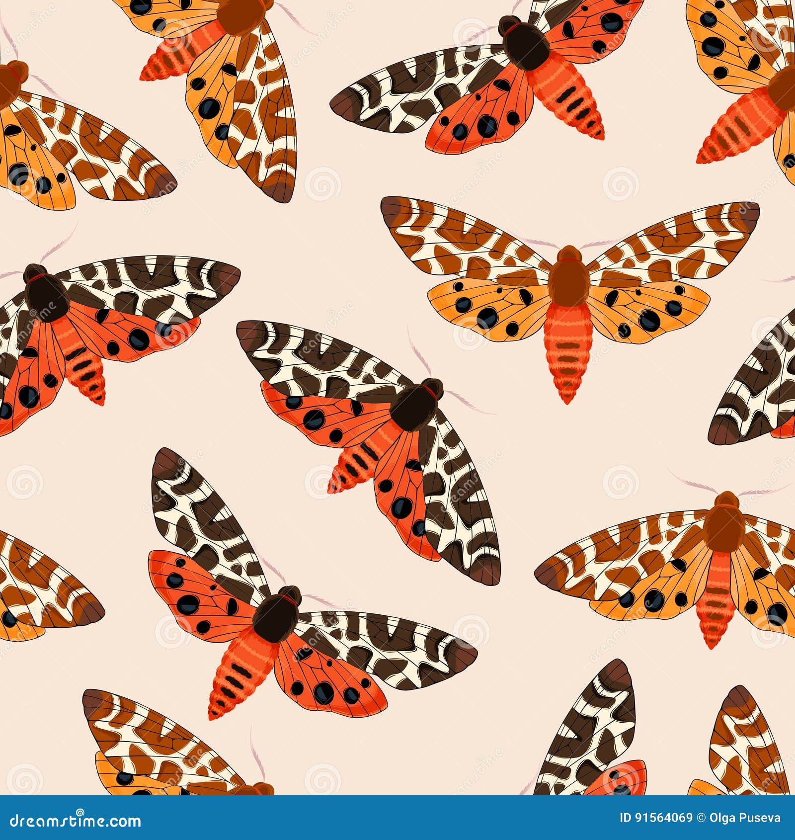 Flying moths seamless stock vector. Illustration of element - 91564069