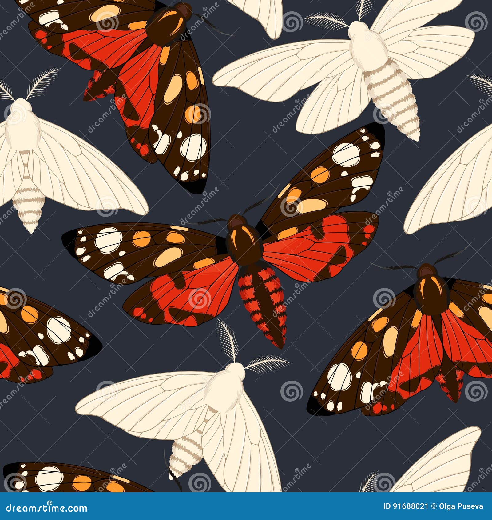Flying moths seamless stock vector. Illustration of light - 91688021