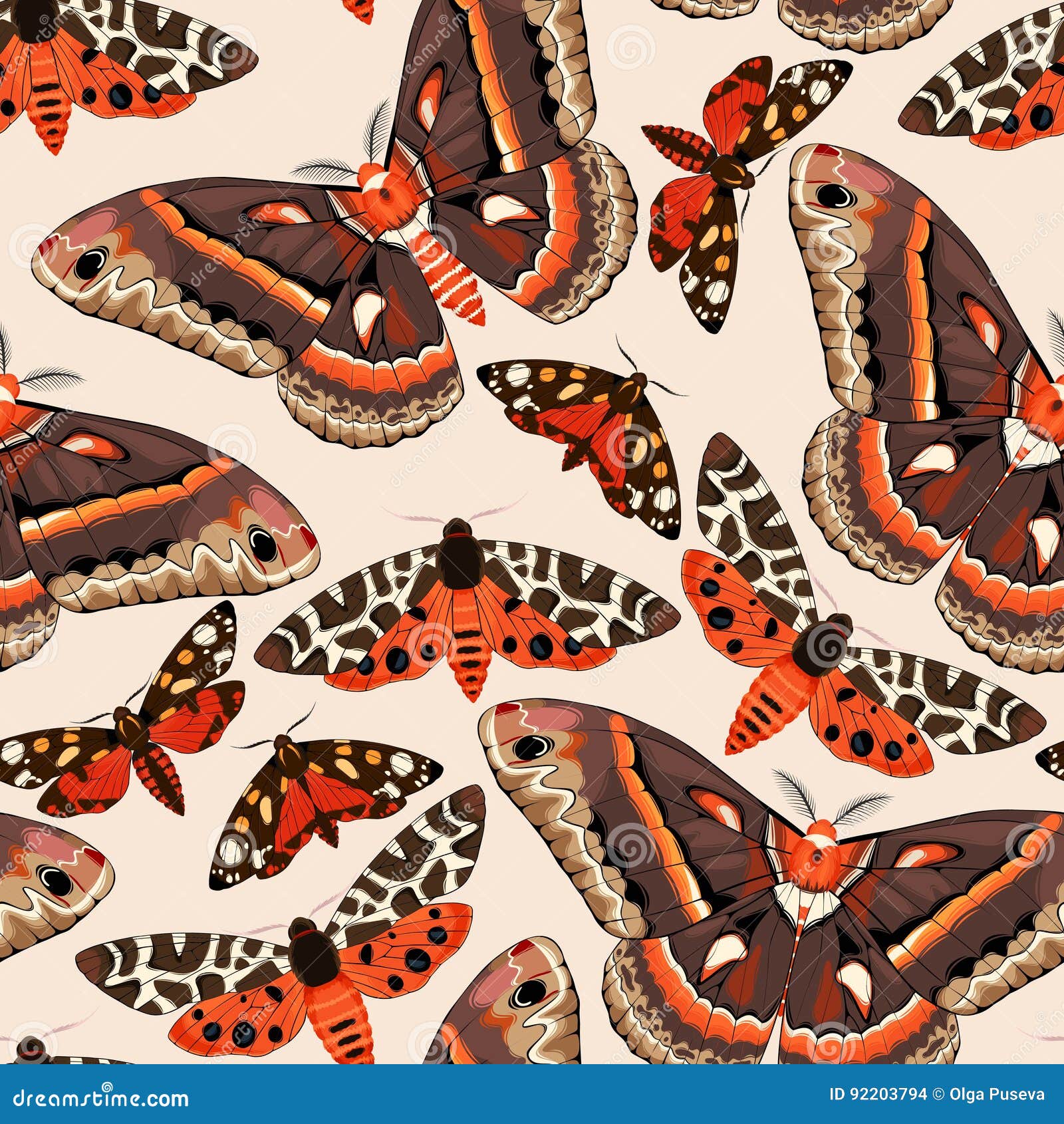 Flying moths seamless stock vector. Illustration of background - 92203794