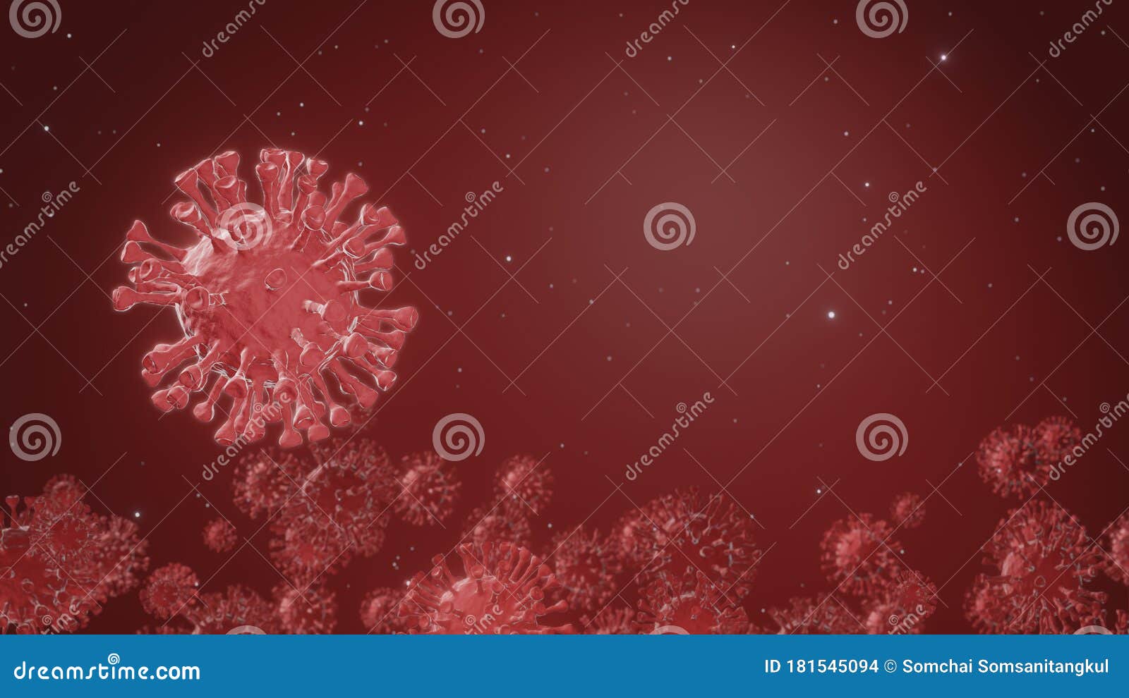 Flying or Motion of Corona Virus, Flu Virus on Red Background. Microbe ...