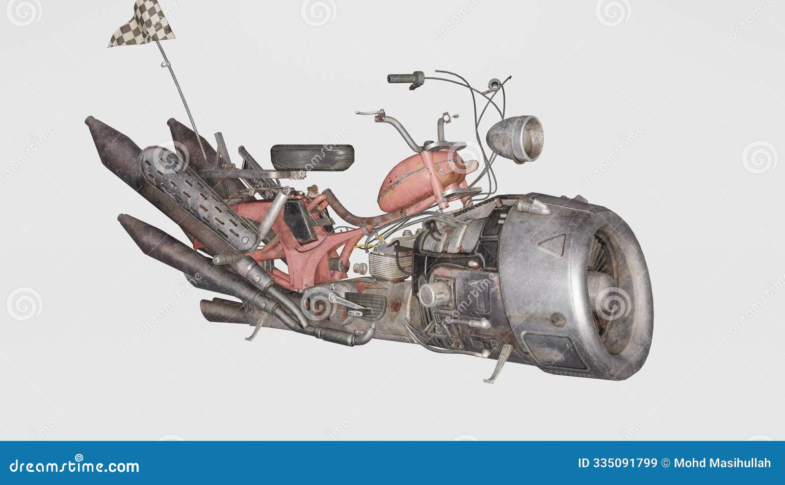 Flying motorcycle with jet stock image. Image of tire - 335091799