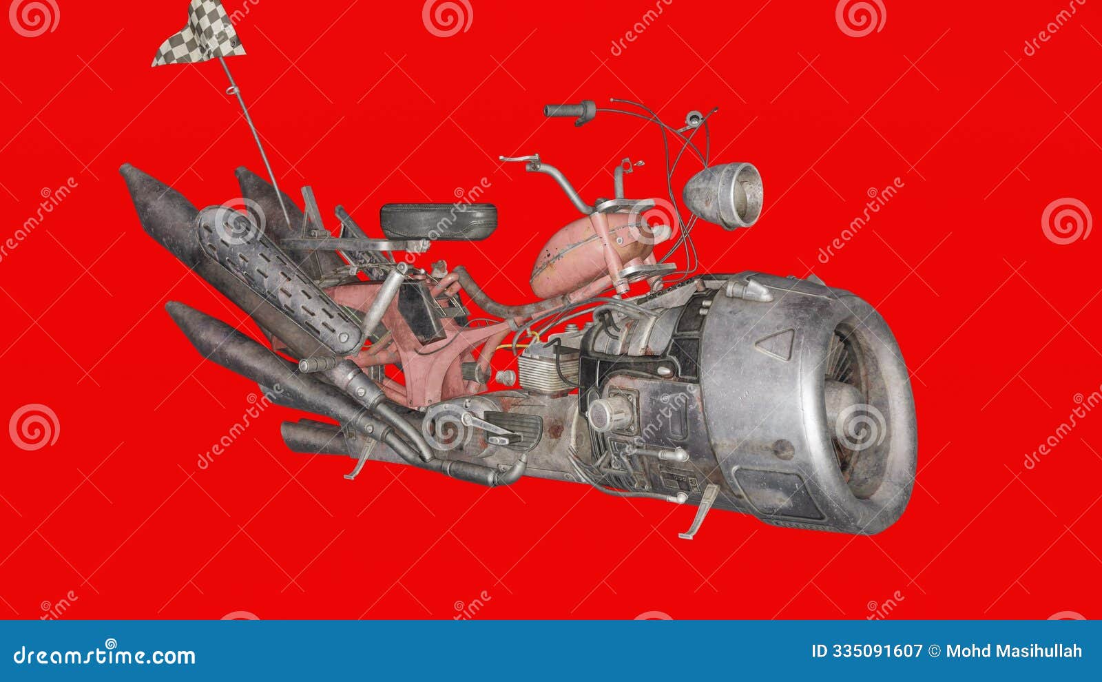 Flying motorcycle with jet stock image. Image of machine - 335091607