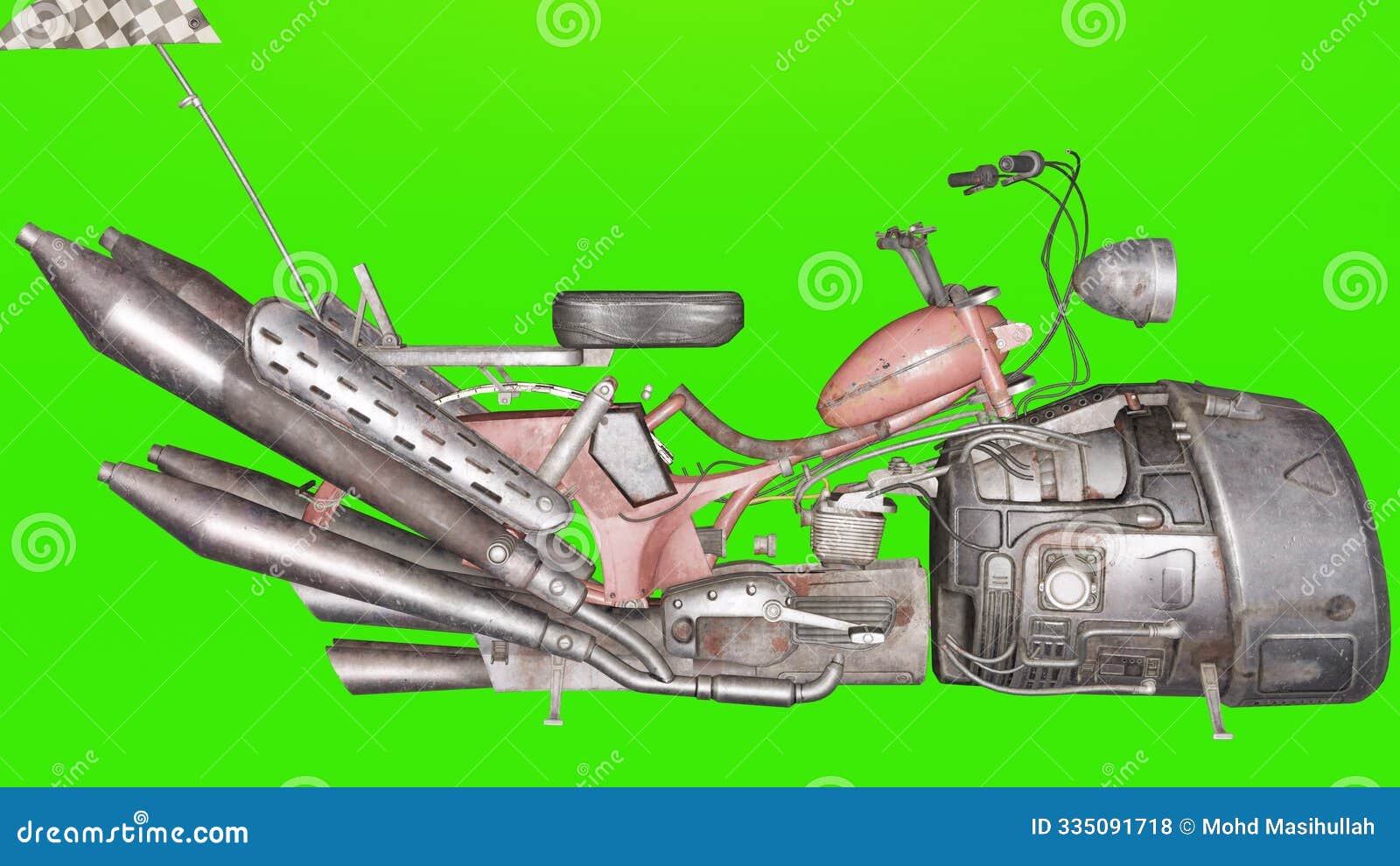 Flying motorcycle with jet stock illustration. Illustration of machine ...
