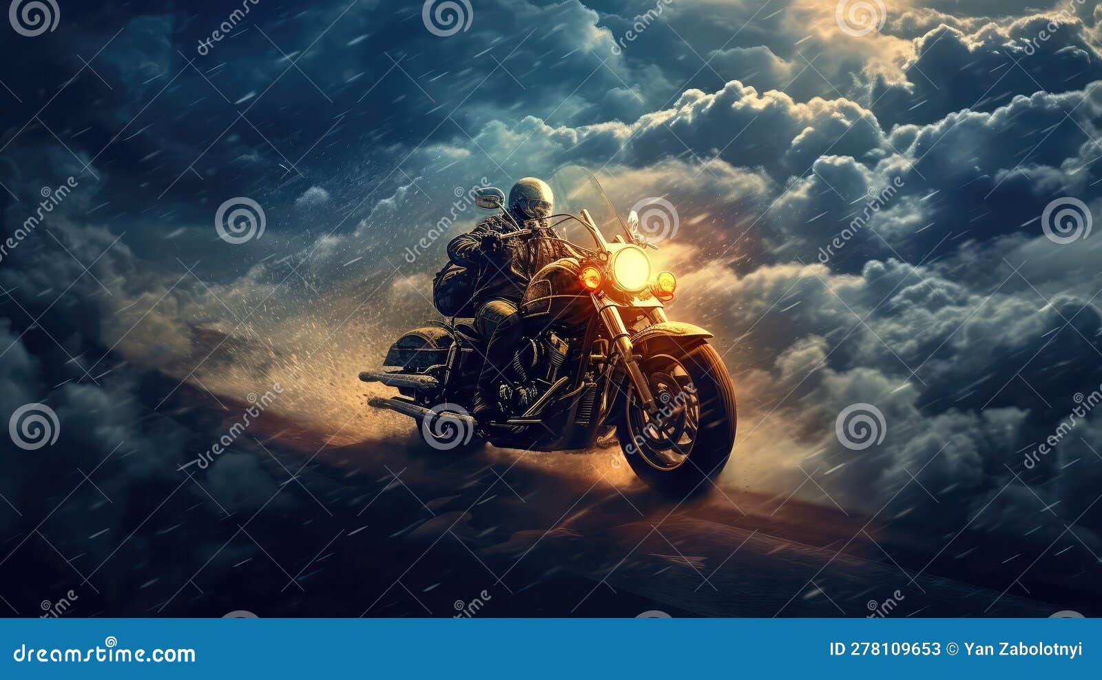 Flying Motorcycle in a Storm. Generative AI Stock Image - Image of ...