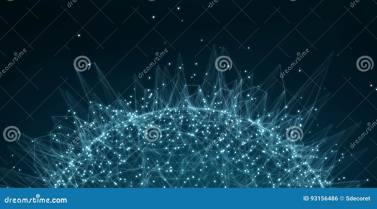 Flying Network Connection Interface 3D Rendering Stock Illustration ...