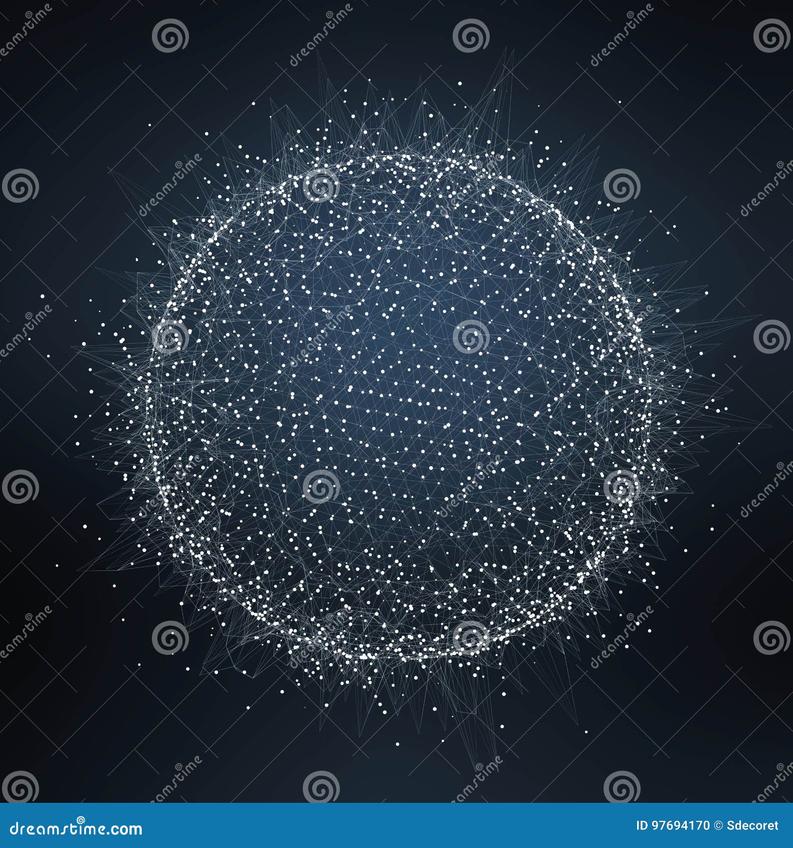 Flying Network Connection Interface 3D Rendering Stock Illustration ...