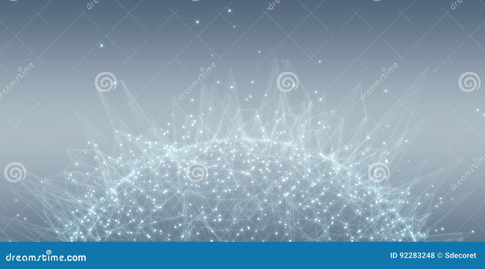 Flying Network Connection Interface 3D Rendering Stock Illustration ...