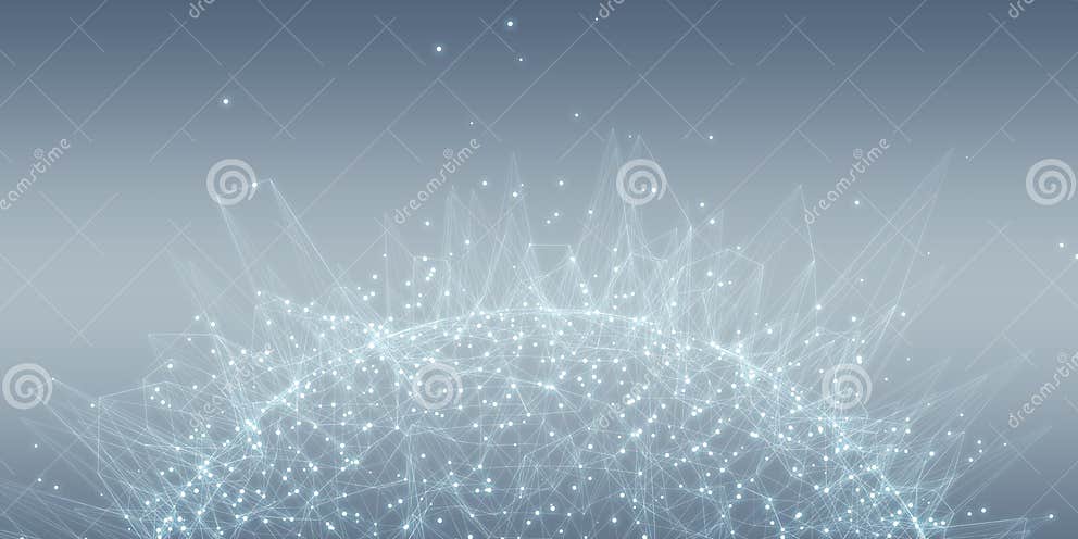 Flying Network Connection Interface 3D Rendering Stock Illustration ...