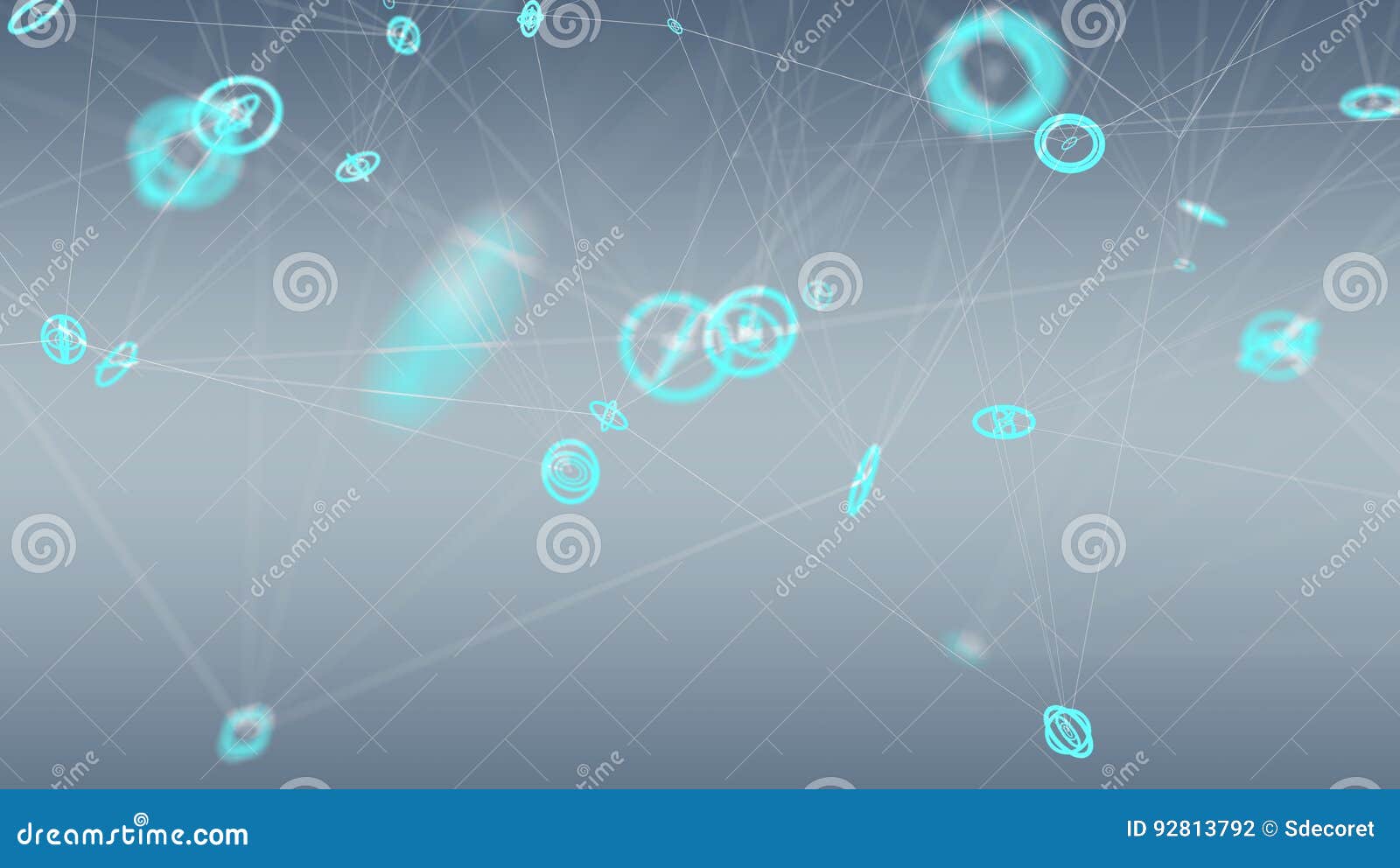 Flying Network Connection Interface 3D Rendering Stock Illustration ...