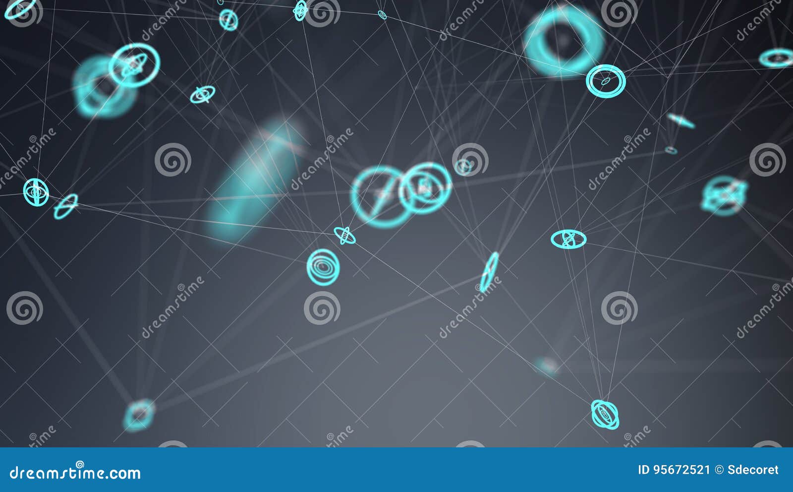 Flying Network Connection Interface 3D Rendering Stock Illustration ...