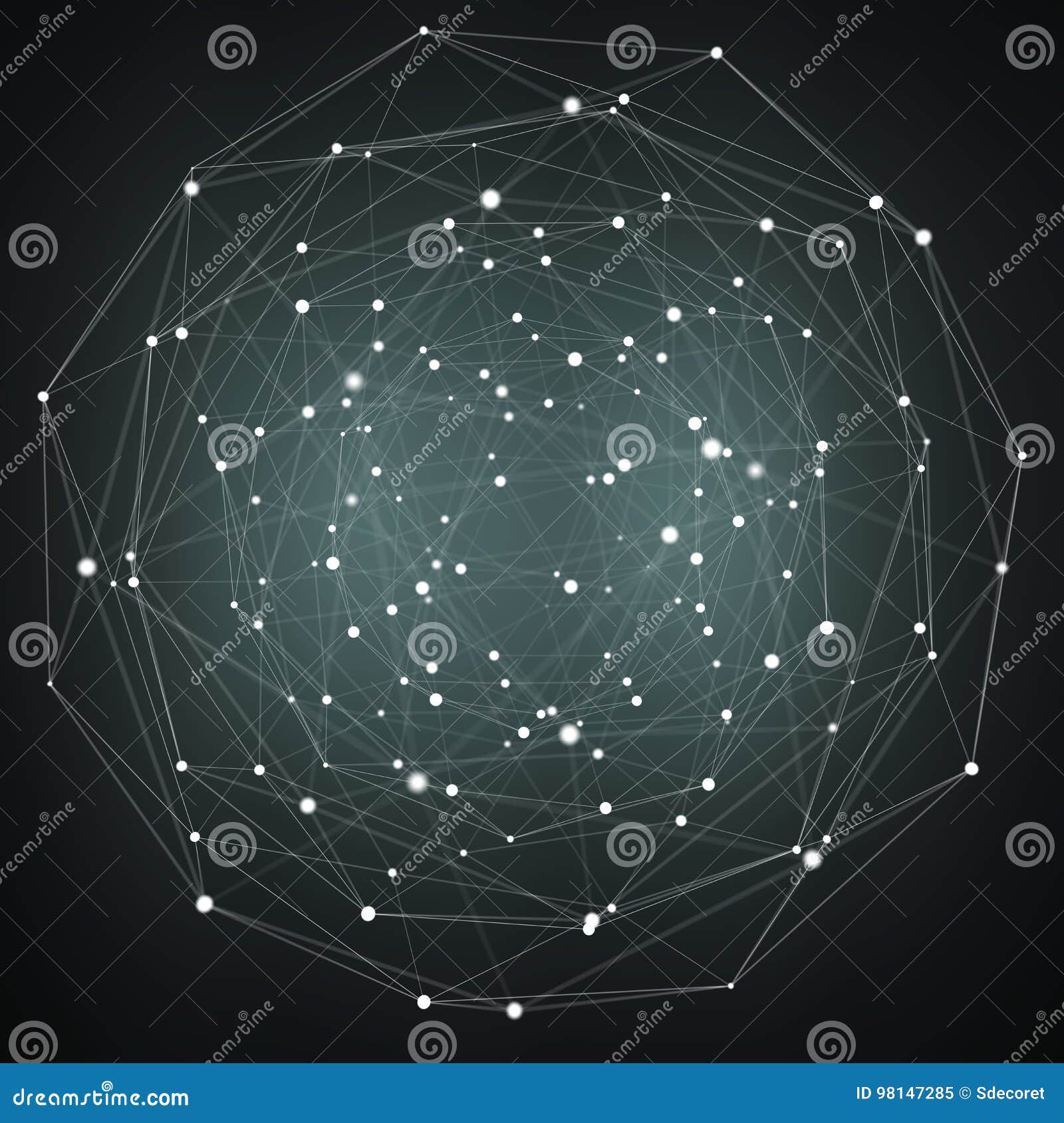 Flying Network Connection Interface 3D Rendering Stock Illustration ...