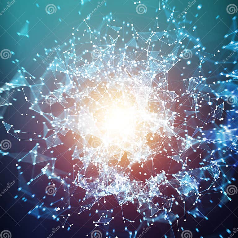 Flying Nodes Network Connection 3D Rendering Stock Illustration ...