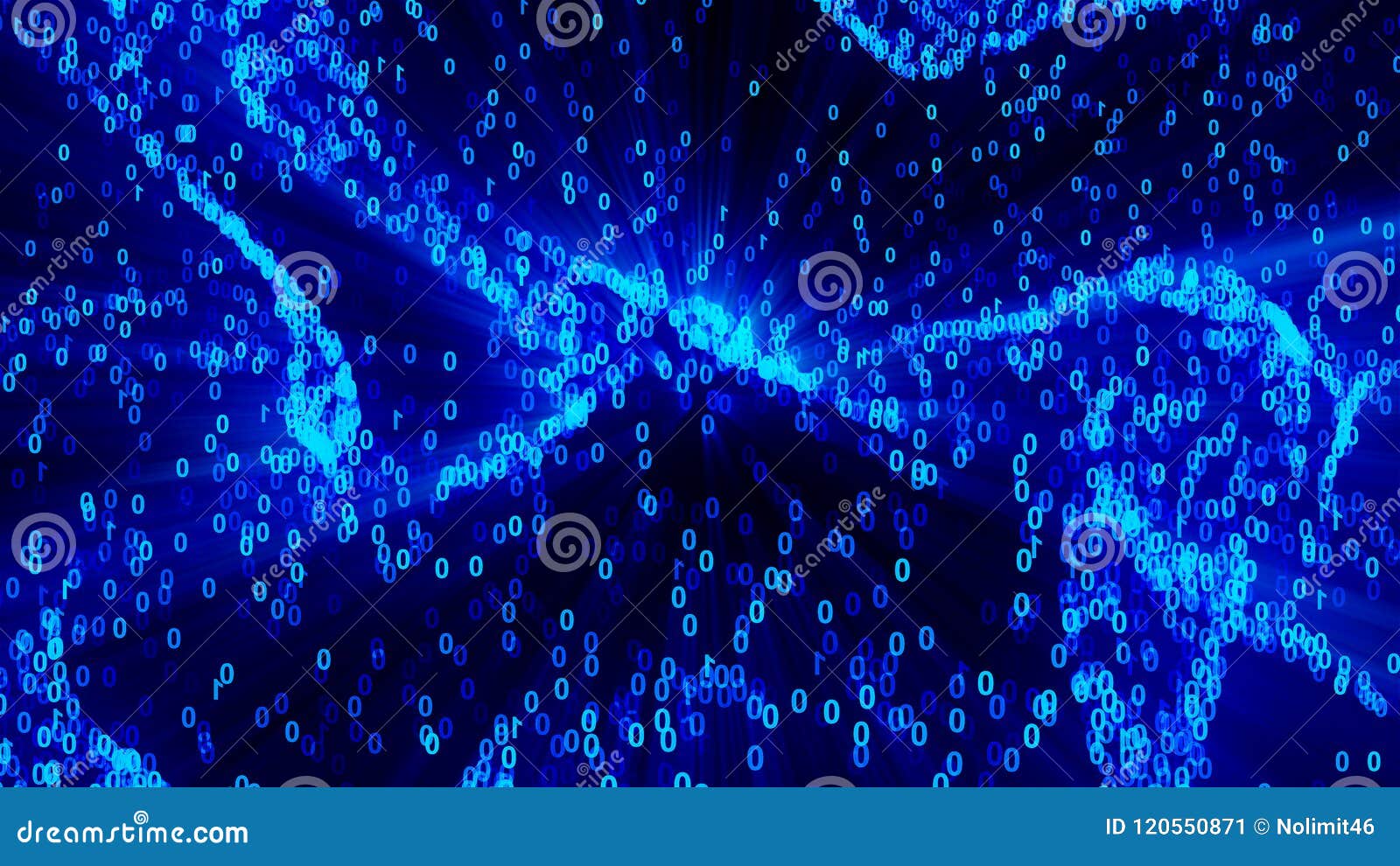 Flying Numbers 0 and 1, Computer Generated Abstract Digital Technology ...