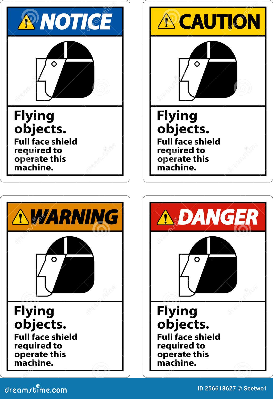 Flying Object Face Shield Required Sign on White Background Stock ...