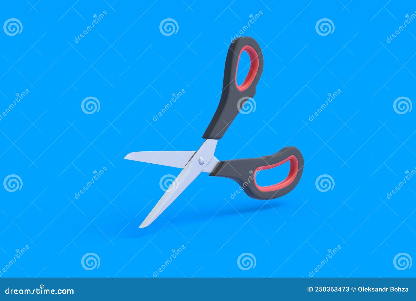 Flying Open Scissors on Blue Background Stock Illustration ...