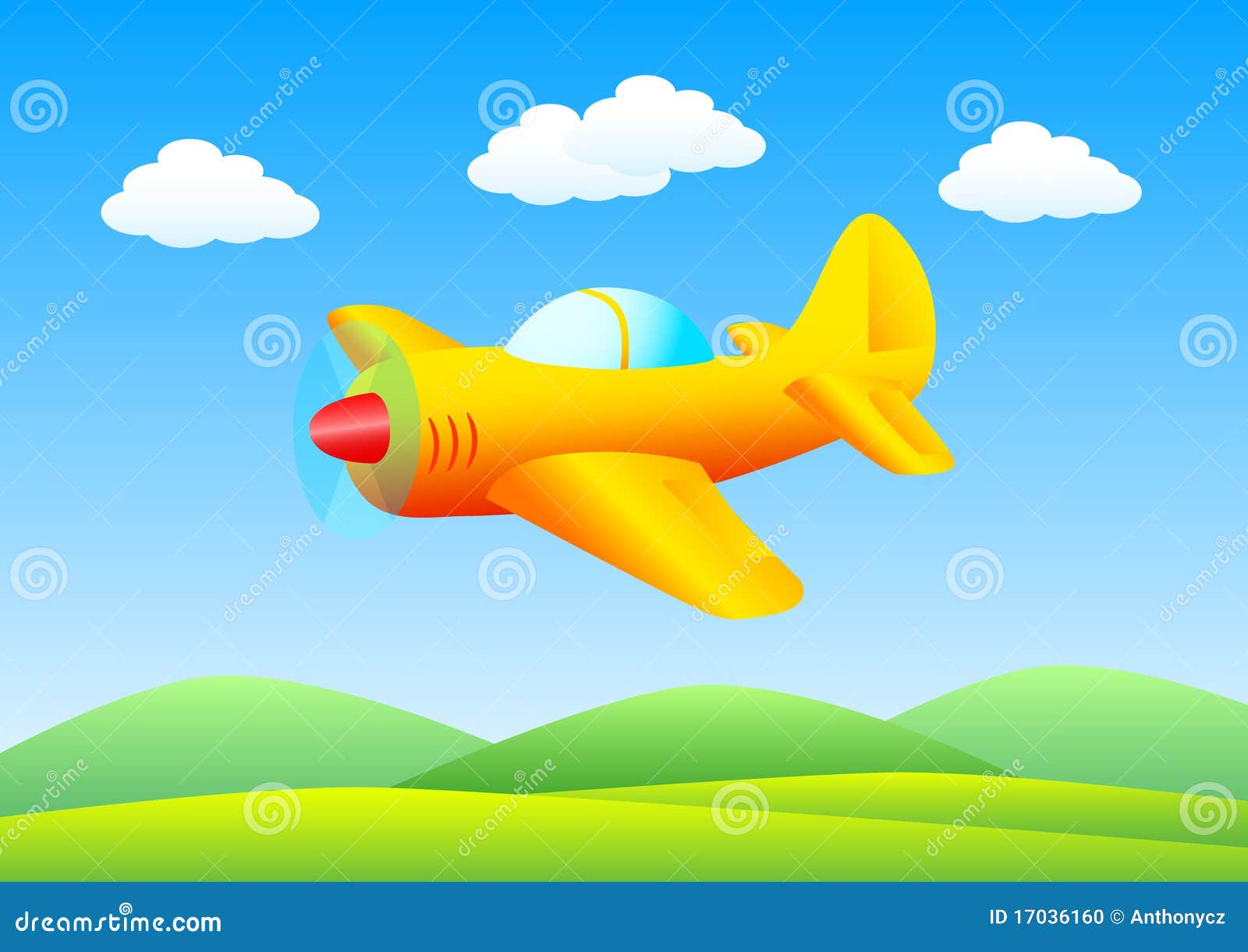 Flying orange plane stock vector. Illustration of design - 17036160