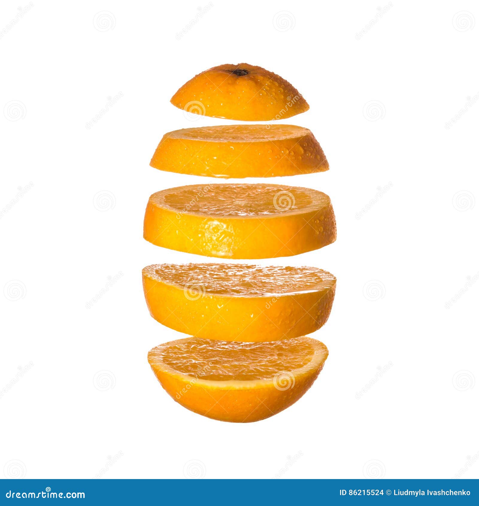 Flying Orange. Sliced Orange Isolated on White Background Stock Photo ...