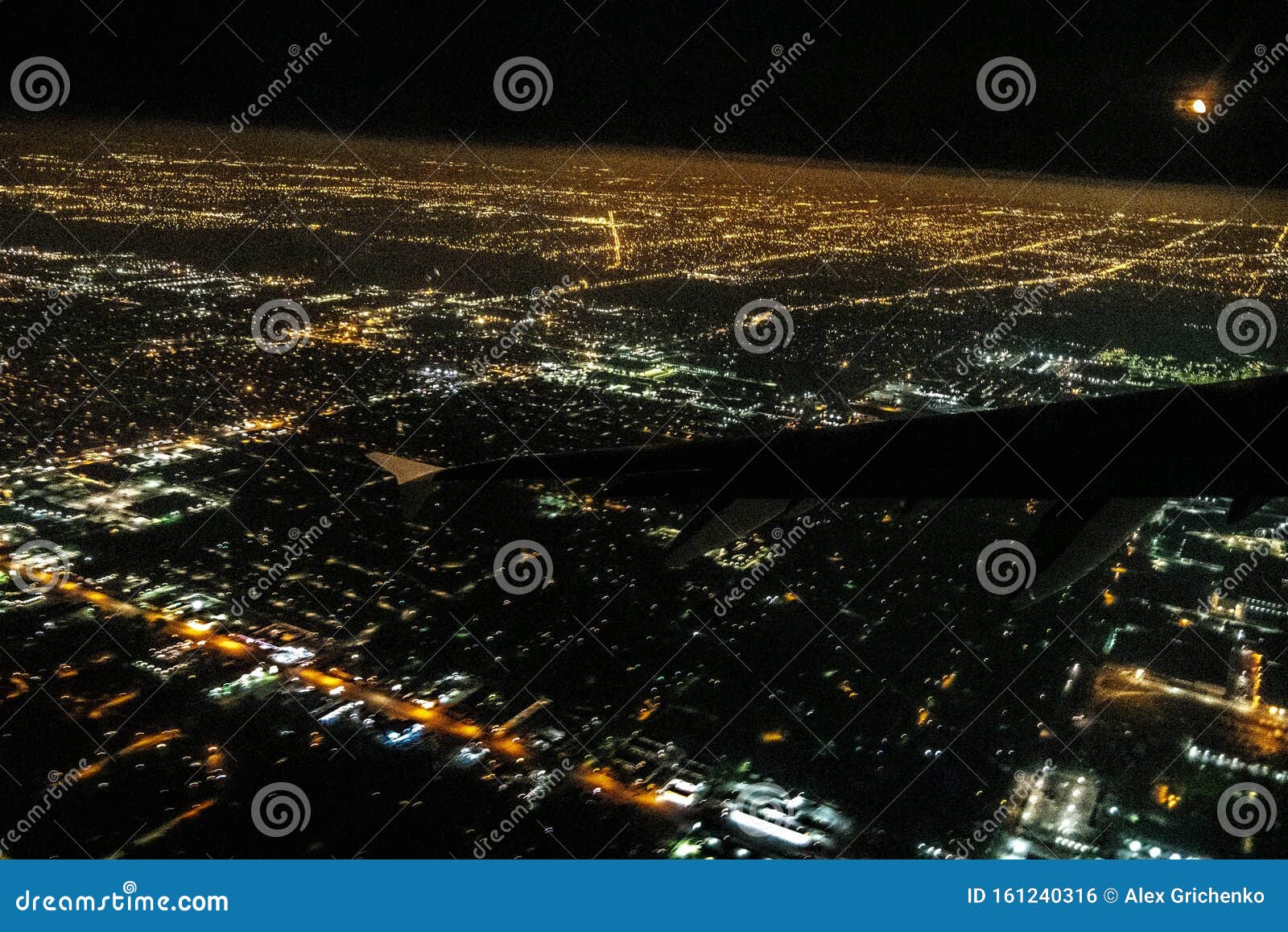 Flying Over Chicago Illinois at Night Stock Photo - Image of great ...