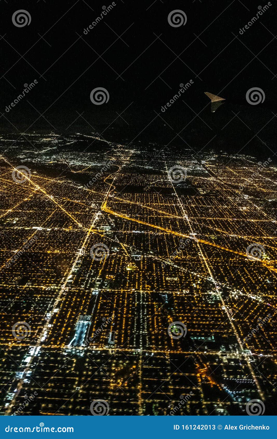 Flying Over Chicago Illinois at Night Stock Image - Image of great ...