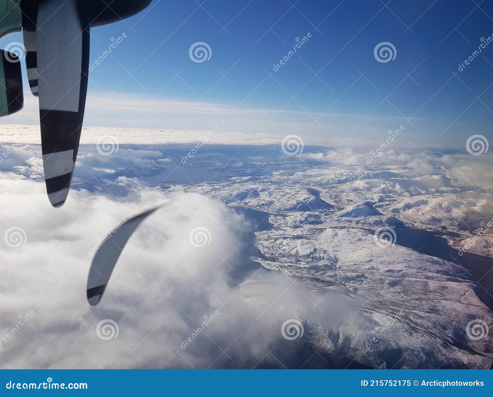 Flying Over Snowy Winter Landscape in the Arctic Circle Stock Image ...