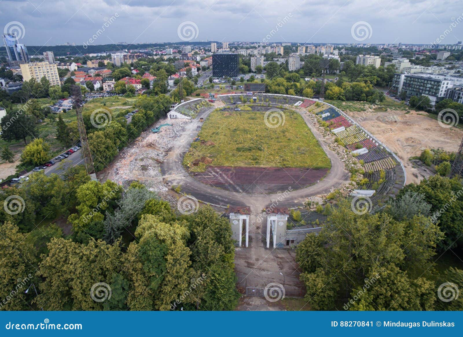 Flying Over the Vilnius and Zalgiris Stadium in Background. Stock Image ...