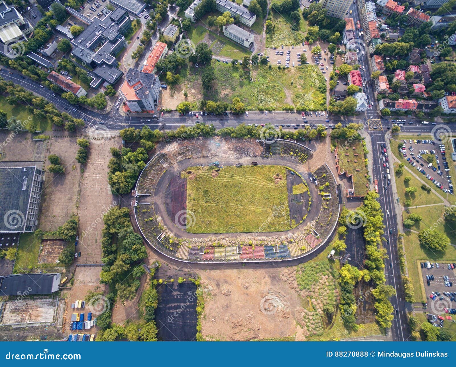 Flying Over the Vilnius and Zalgiris Stadium in Background. Stock Photo ...