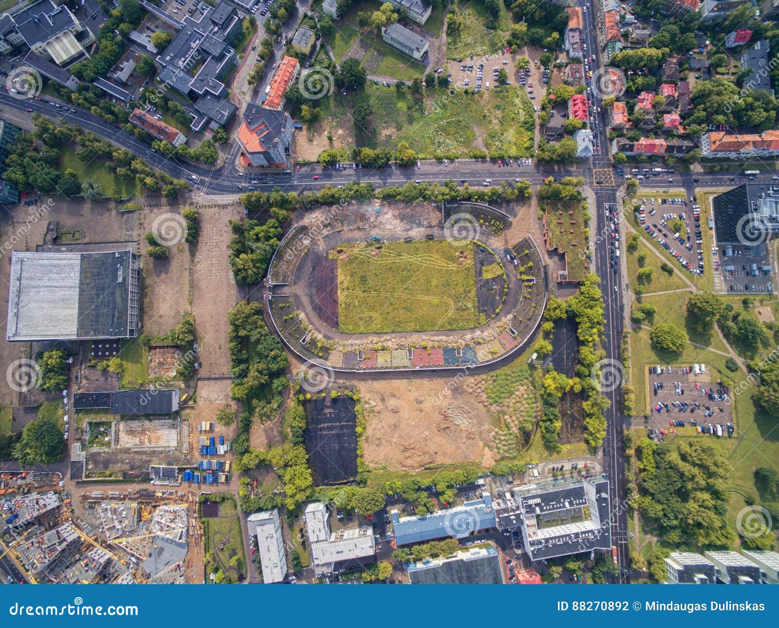 Flying Over the Vilnius and Zalgiris Stadium in Background. Stock Photo ...
