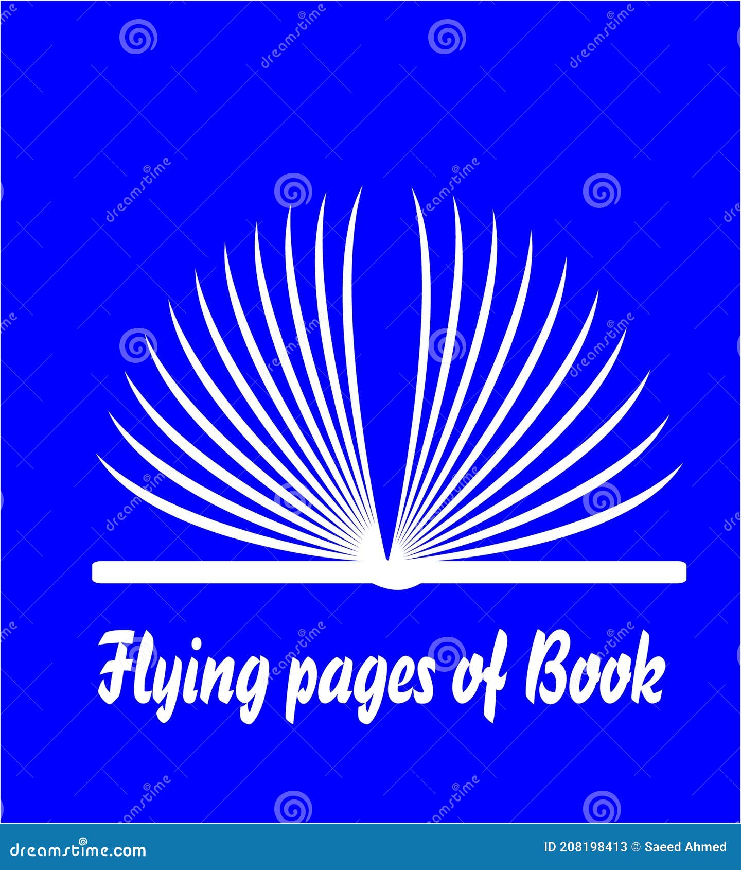 Flying Page of Book with Blue Background Stock Illustration ...