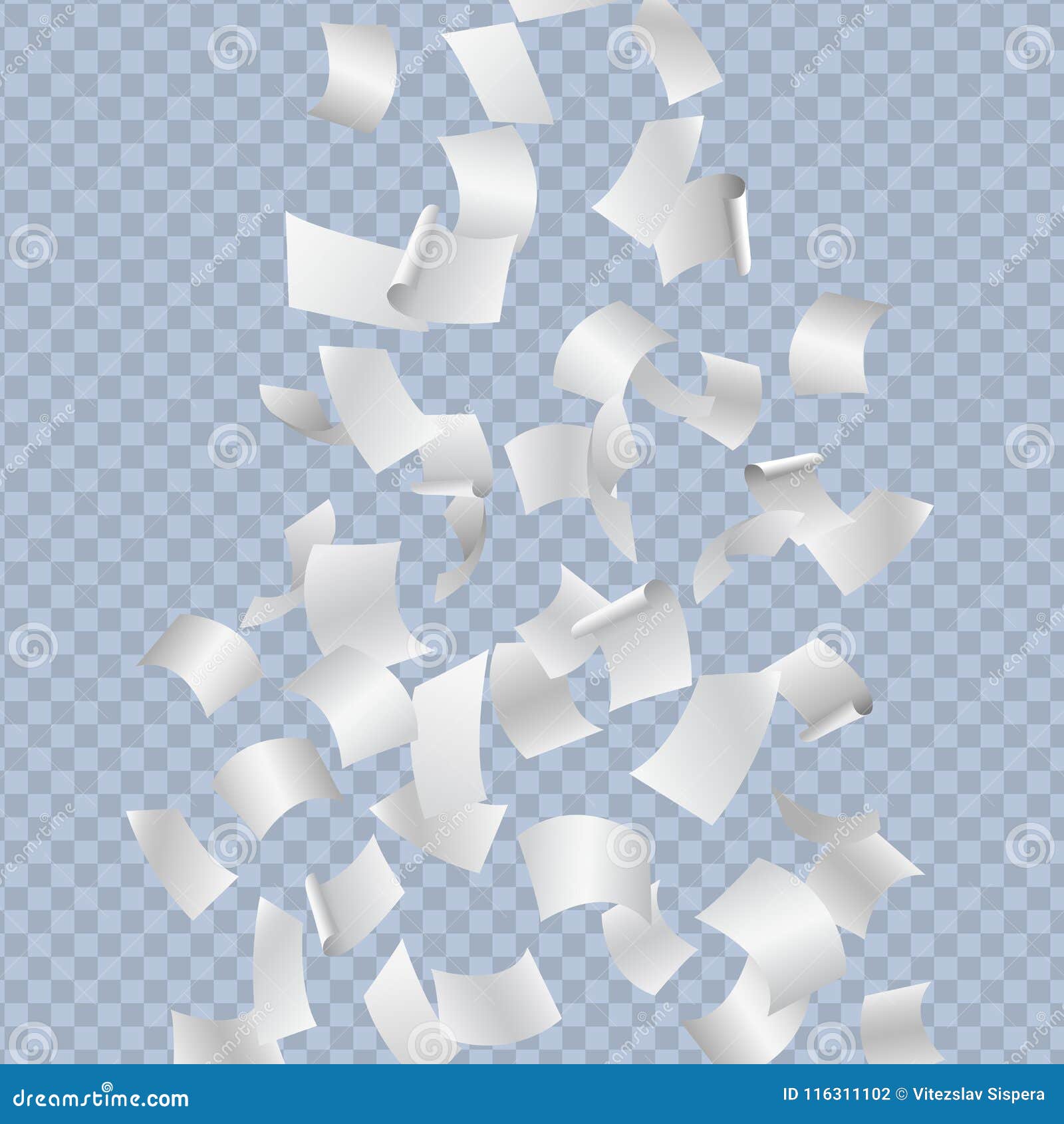 Flying Pages of Papers or Documents, Isolated on Transparent Background ...