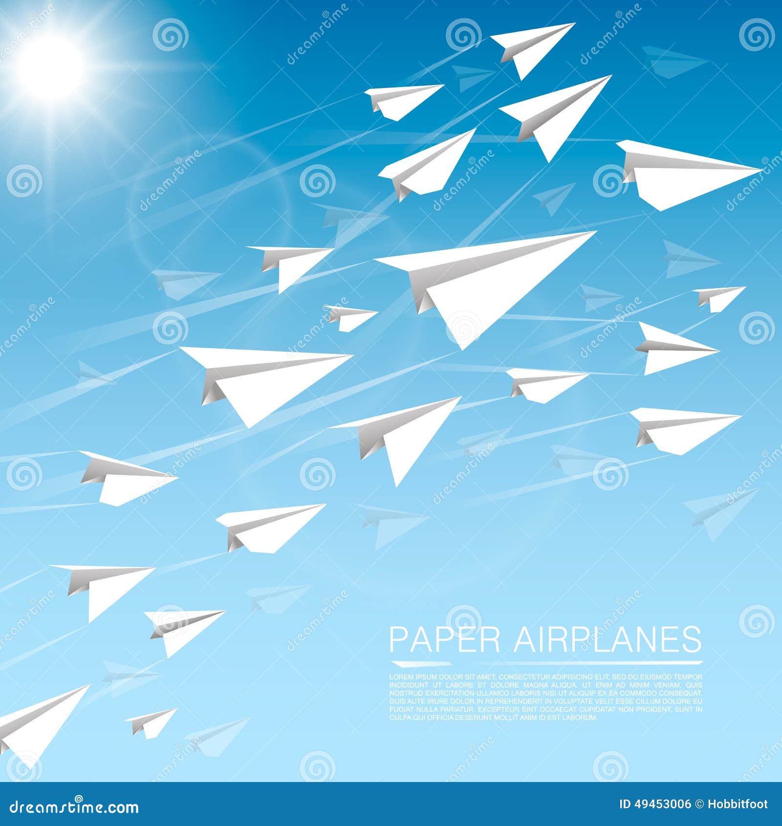 Flying paper airplanes stock vector. Illustration of airliner - 49453006