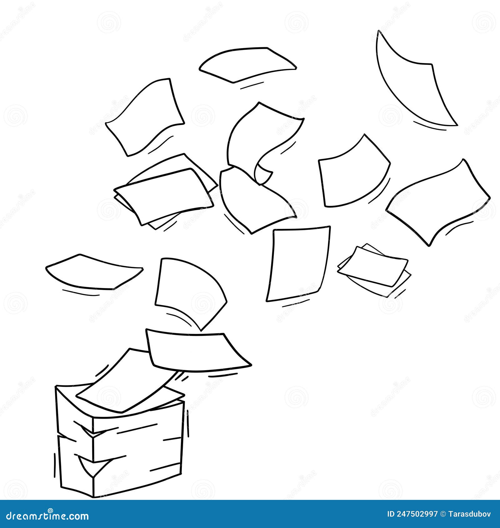 Flying Paper. Blank Sheet. Thrown Object. White Trash. Cartoon Flat ...