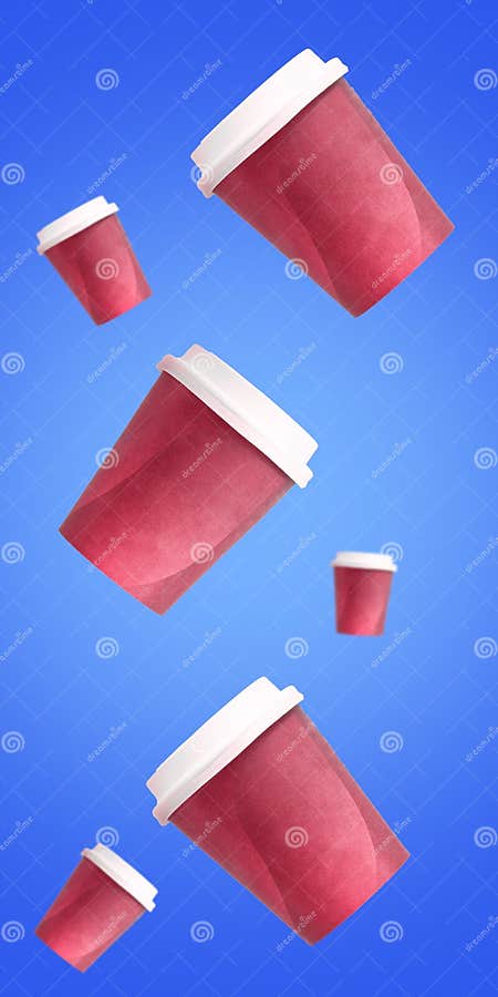 Flying Paper Cup on Blue Background, Stock Image - Image of green ...