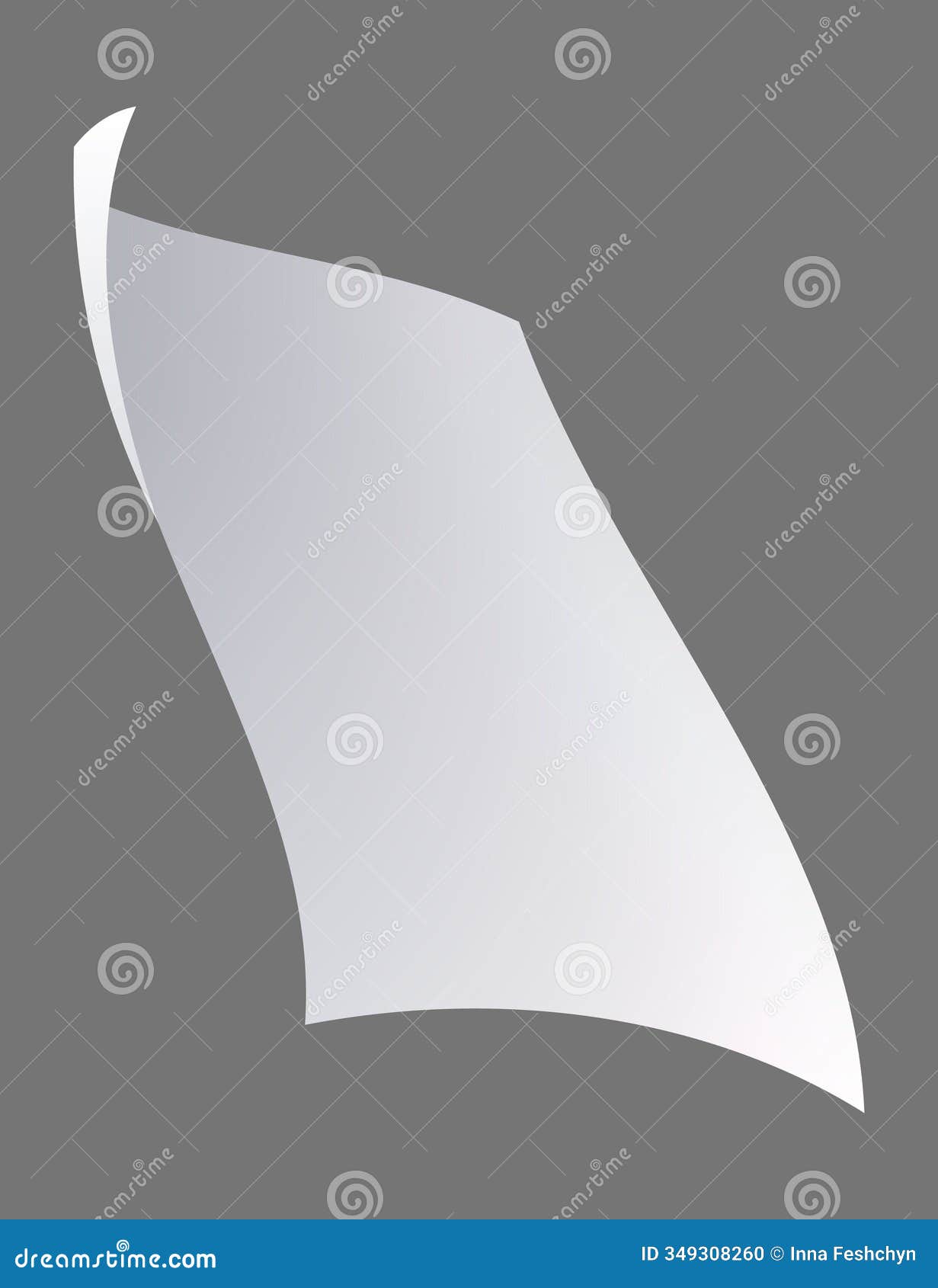 A Sheet Of Curved A4 Paper On A Orange Background. Stock Illustration ...