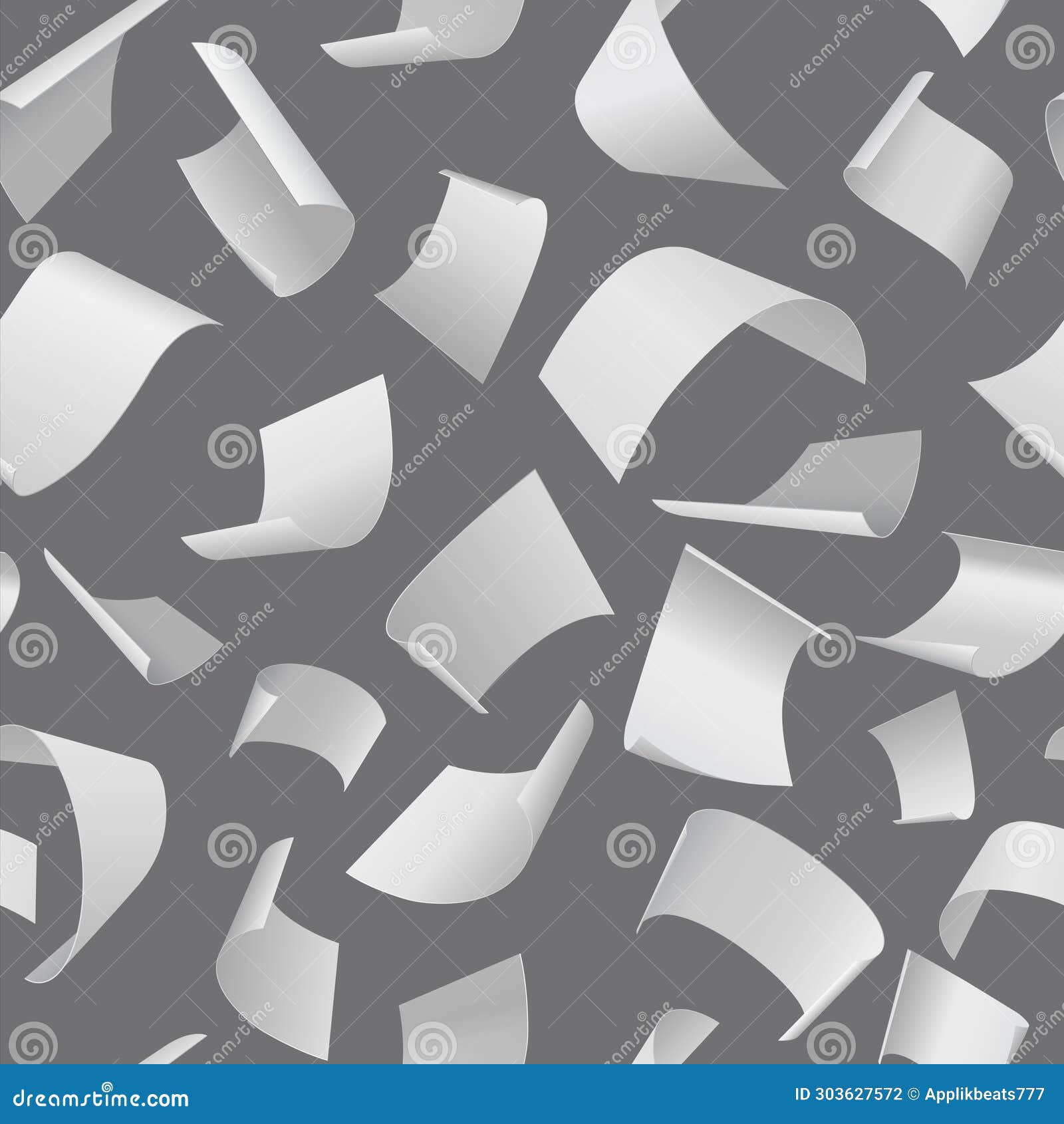 Flying Paper Pattern. Seamless Texture of Falling Document Pages ...